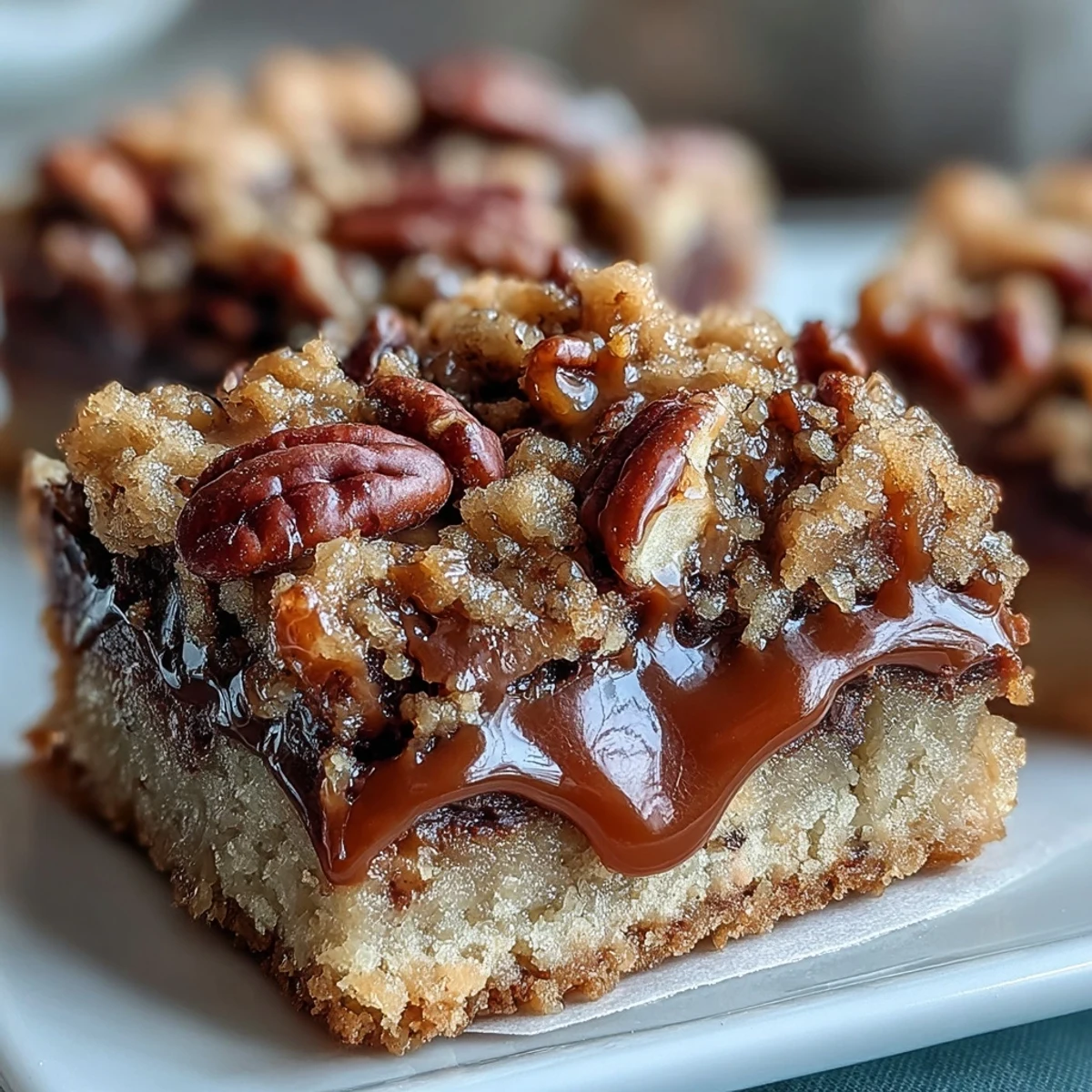 Sweet and Chewy Turtle Bars with Chocolate and Caramel | Golden Oat ...